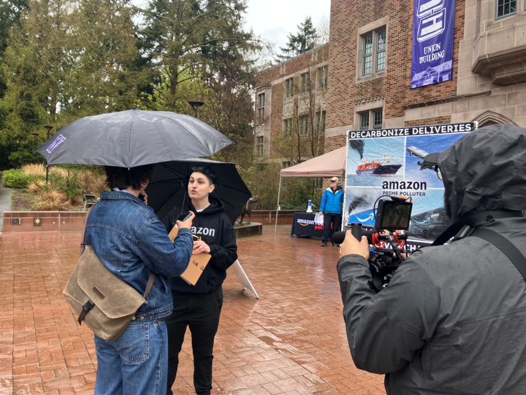 Activists stage mock Amazon Career Fair at University of Washington to ...
